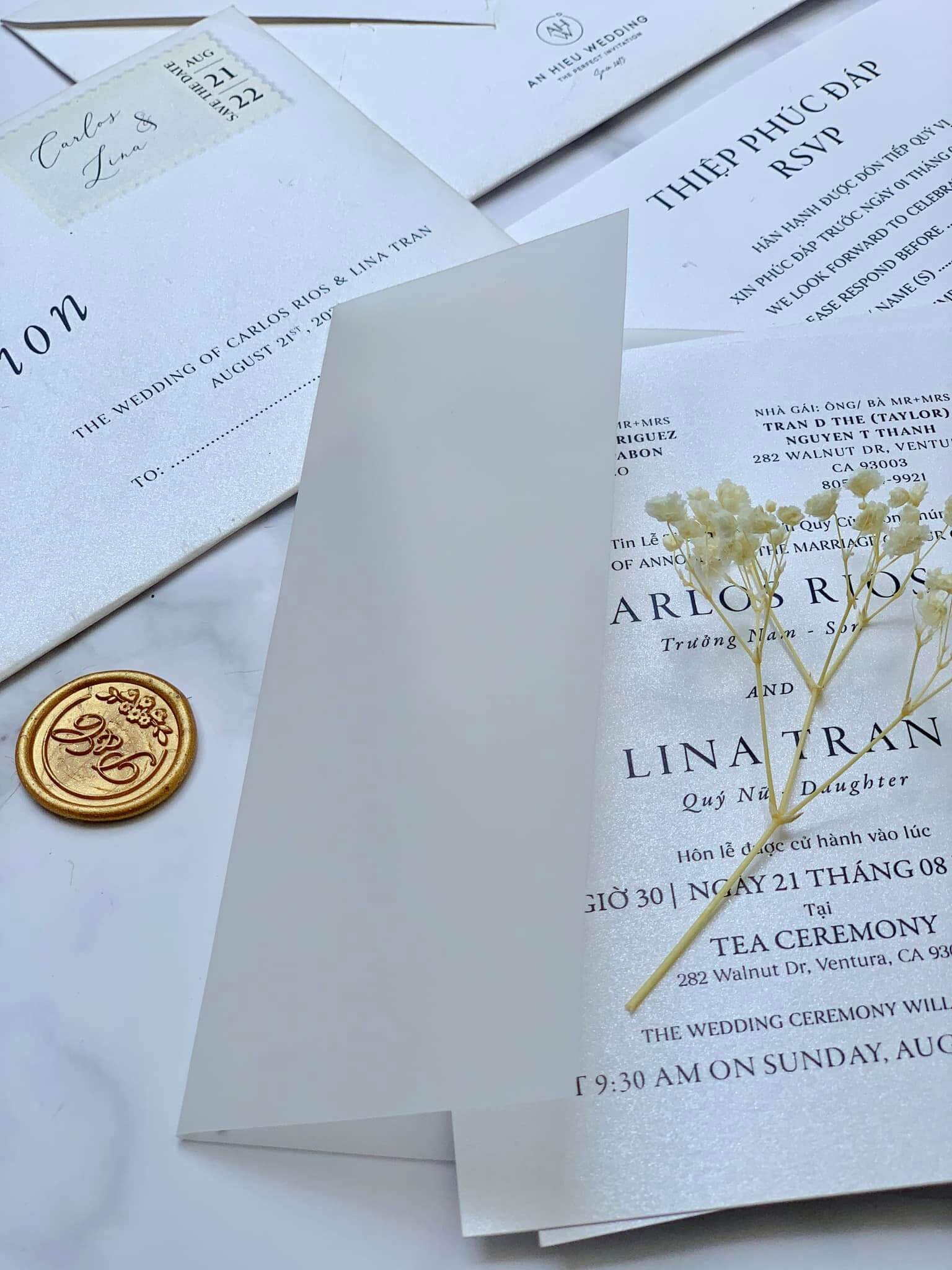 Mẫu thiệp cưới đơn giản, sang trọng nhất năm 2024 | An Hieu Wedding